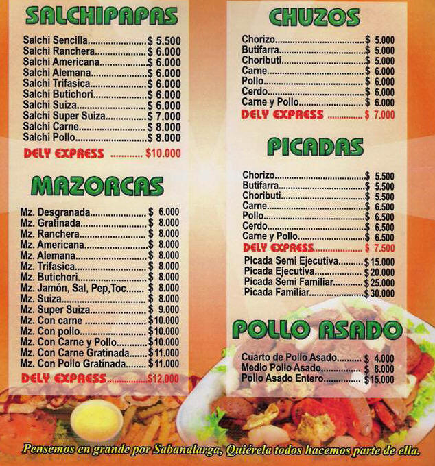 Menus de comida de restaurantes - Imagui